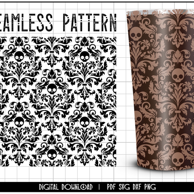 Skull Damask - Etsy
