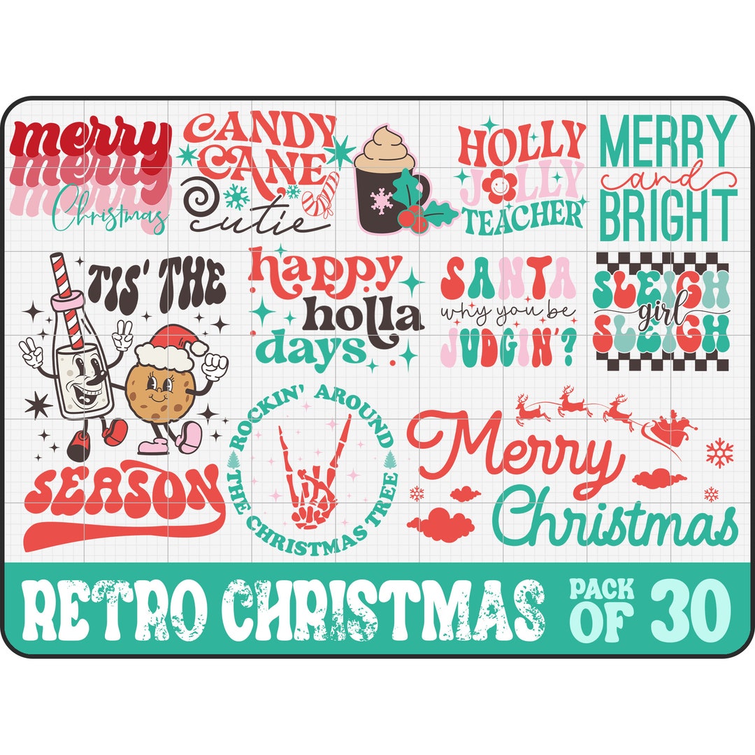 Retro Christmas Svg Bundle, Christmas Svg for Shirts, Christmas Png ...