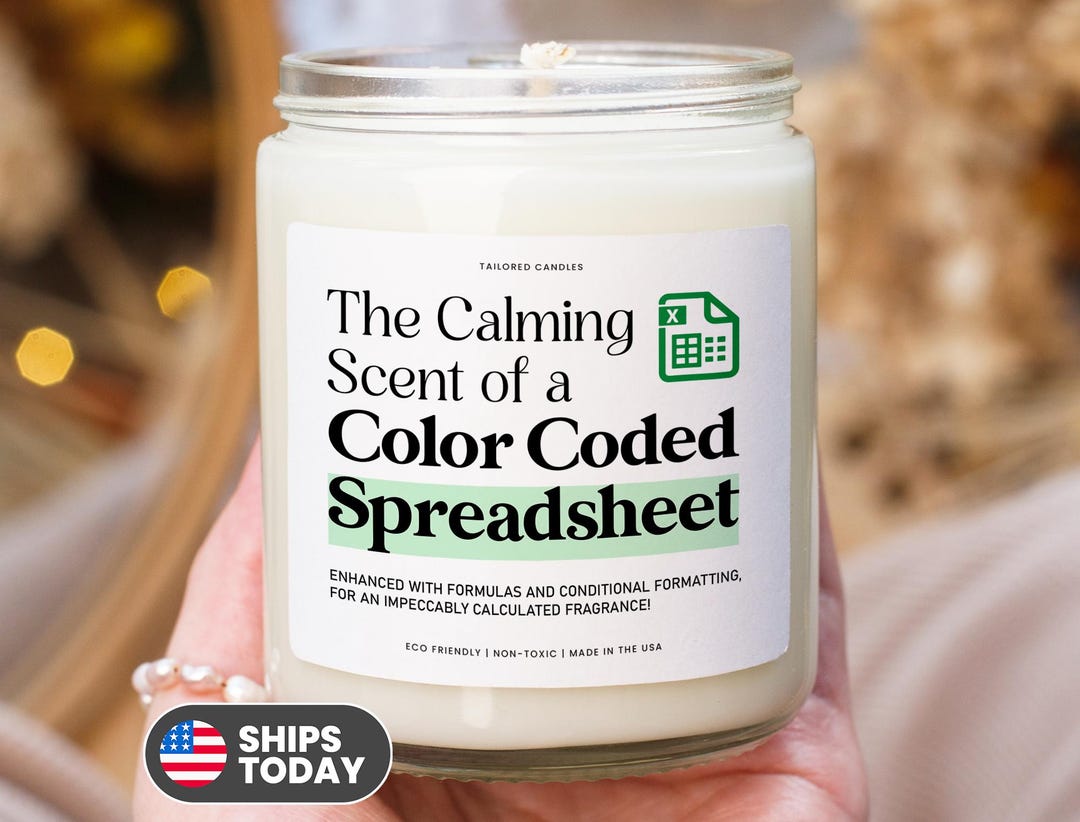 The Calming Scent of a Color Coded Spreadsheet Candle Excel Gifts ...