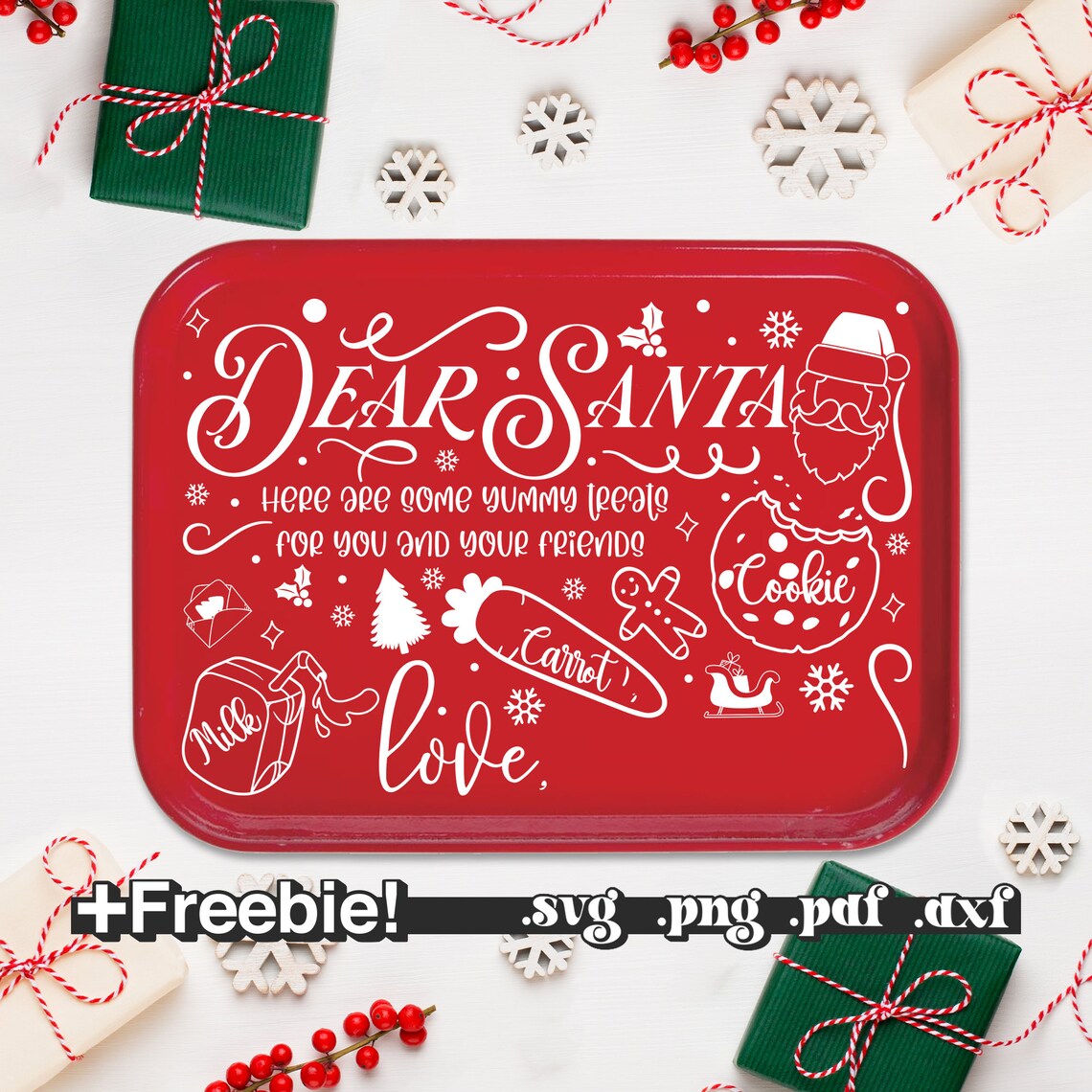 Santa Tray Svg Dear Santa Tray Svg Png Santa Cookie Tray - Etsy