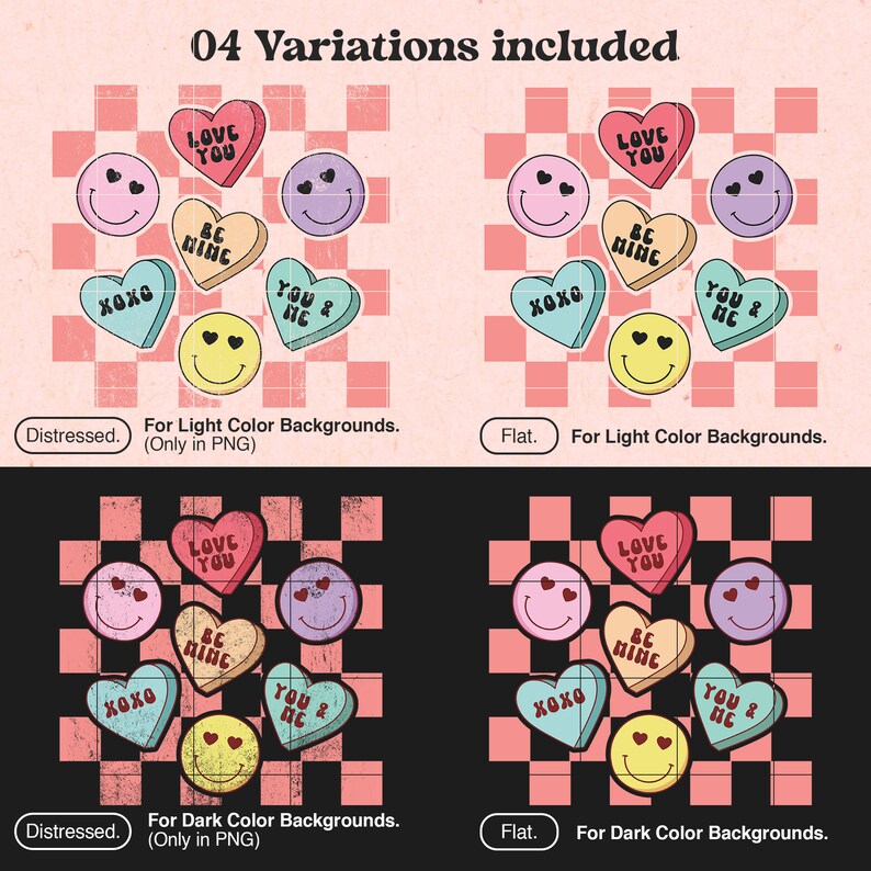 Valentines Candy Hearts Png Retro Valentine Png Valentine - Etsy