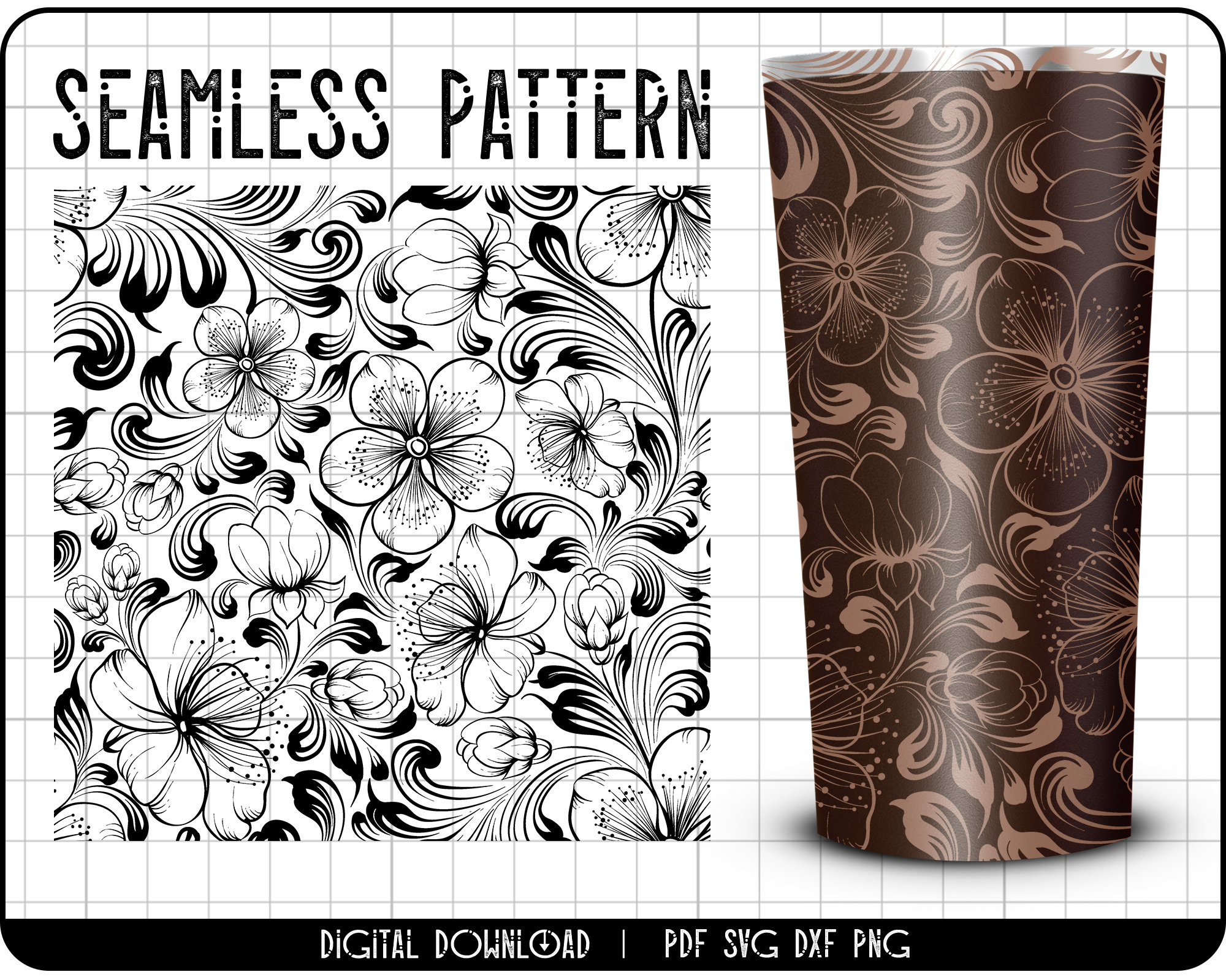 Tooled Leather Svg, Seamless Tumbler Png, Seamless Pattern Svg, Western ...