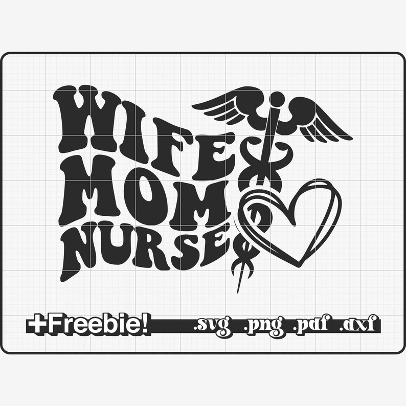 Nurse Svg Wife Mom Nurse Svg Wavy Retro Design Boho Svg Etsy