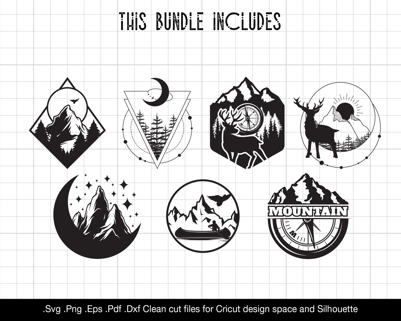 Mountain Split Monogram Svg Bundle Mountain Svg Mountains | Etsy