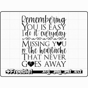 Remembering You is Easy Missing You is the Heartache That Never Goes Away Svg, Png,memorial Svg ...