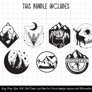 Mountain Svg, Geometric Mountain SVG Bundle, Mountains Silhouette Svg ...