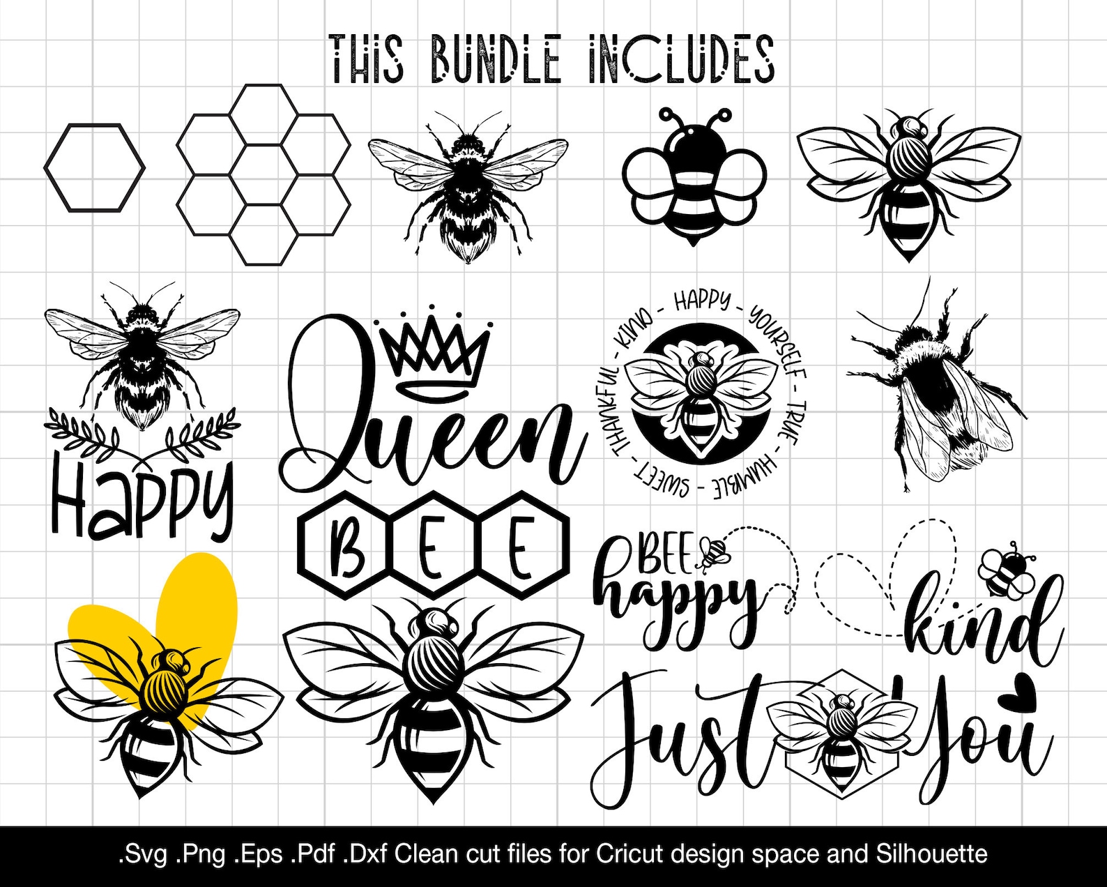 20 Bee Svg Bundle Bee Kind Svg Bee Happy Svg Bee Trails - Etsy