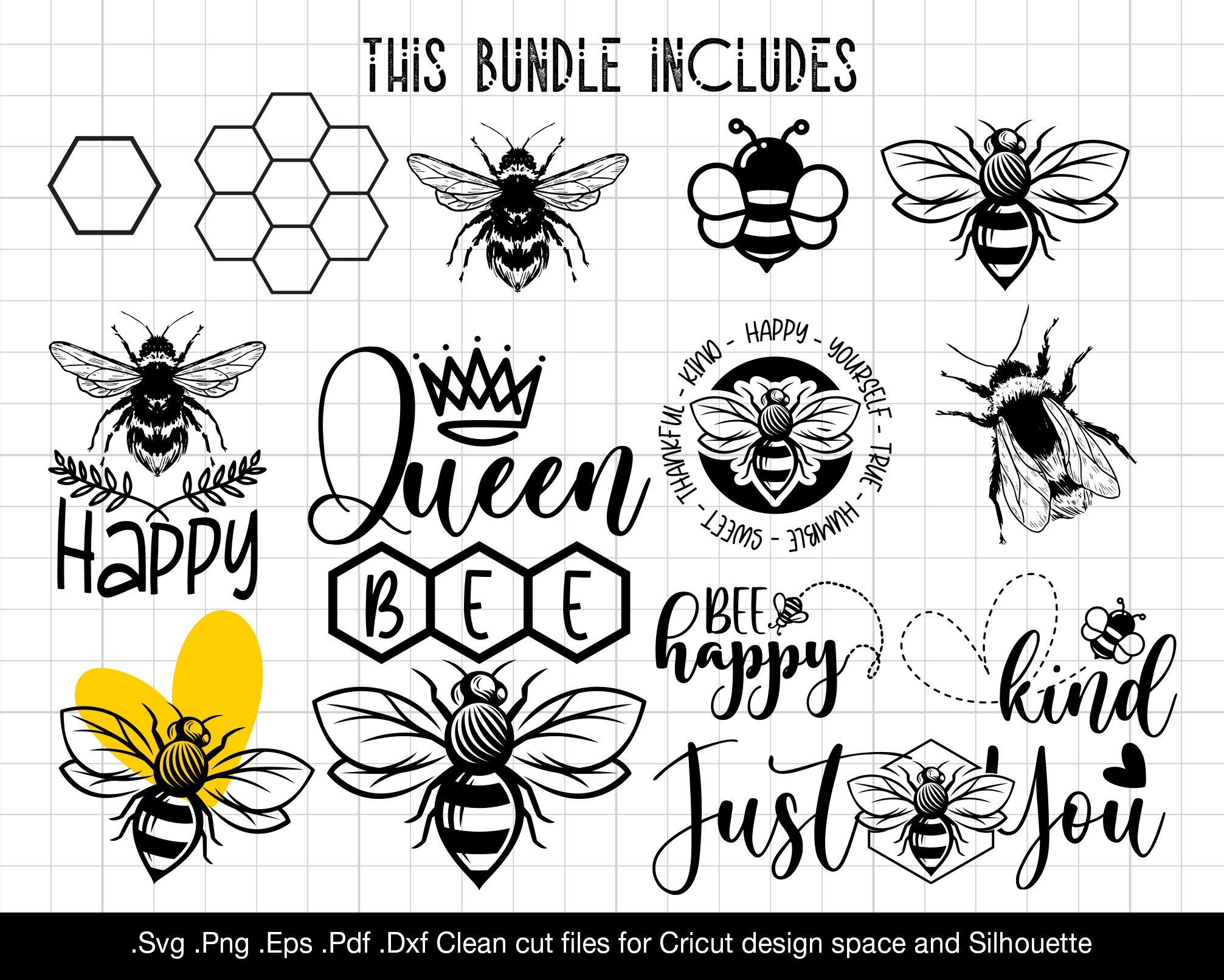 20 Bee Svg Bundle Bee Kind Svg Bee Happy Svg Bee Trails - Etsy