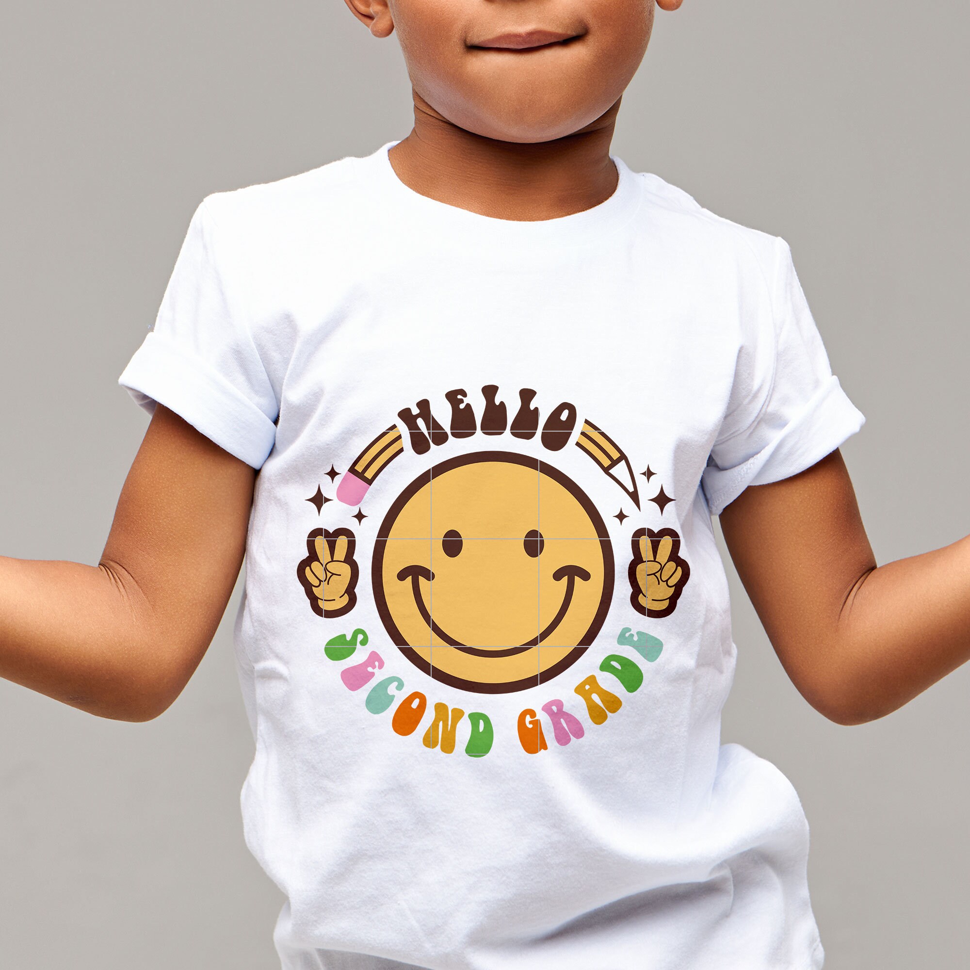 Hello Second Grade SVG, Back to School, Retro Smiley Face, Pencil SVG ...