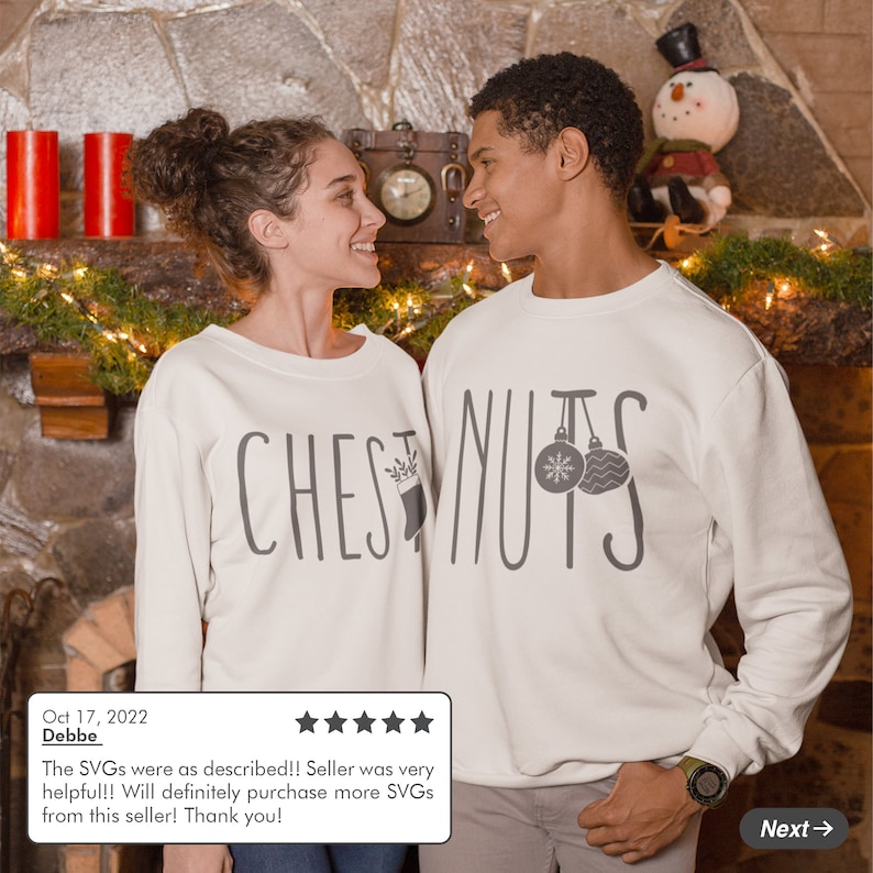 Chest Nuts SVG PNG Tinsel Tits Svg Funny Christmas Couples - Etsy
