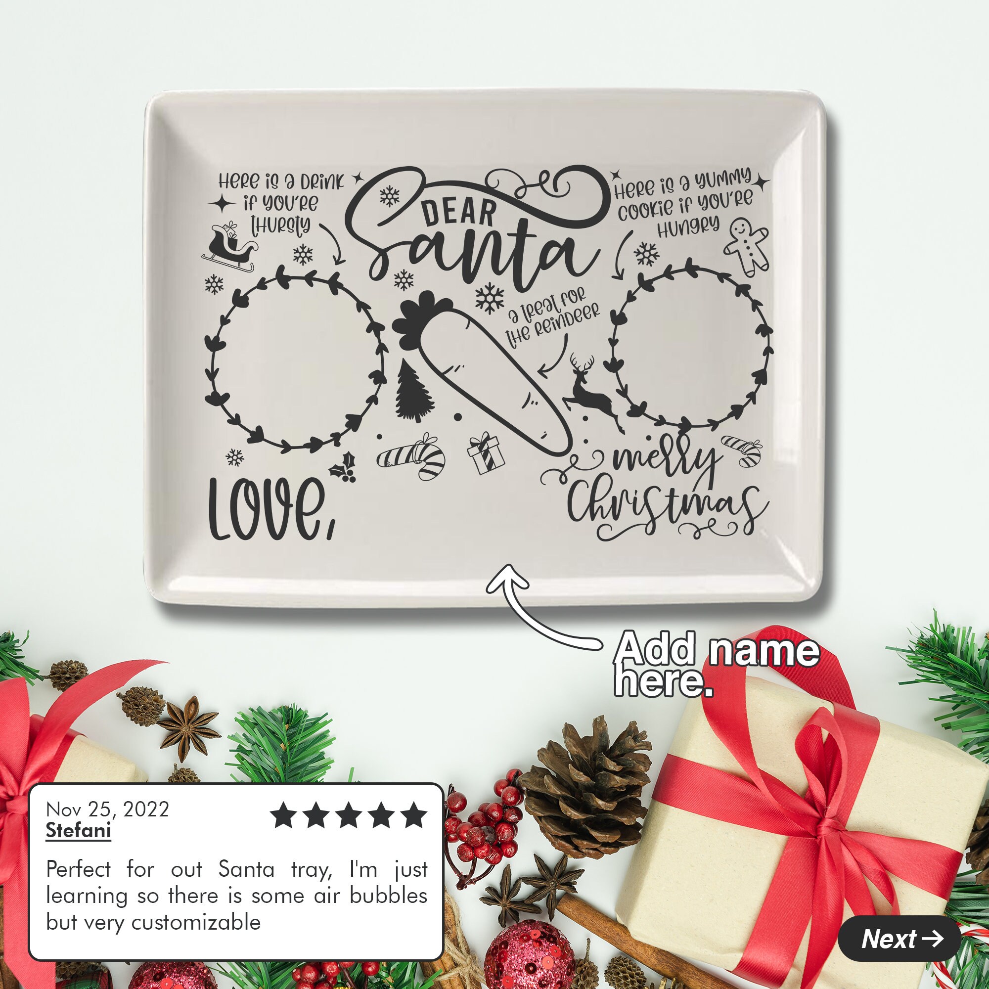 Santa Tray Svg Dear Santa Tray Svg Png Santa Cookie Tray - Etsy