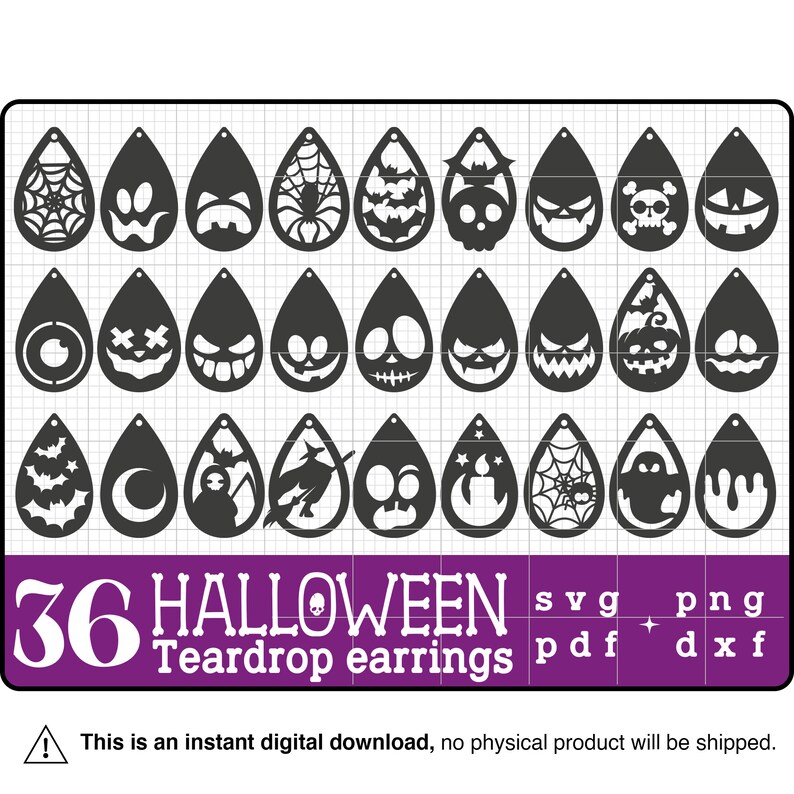 36 Halloween Earrings SVG Bundle Tear Drop Earrings Svg - Etsy