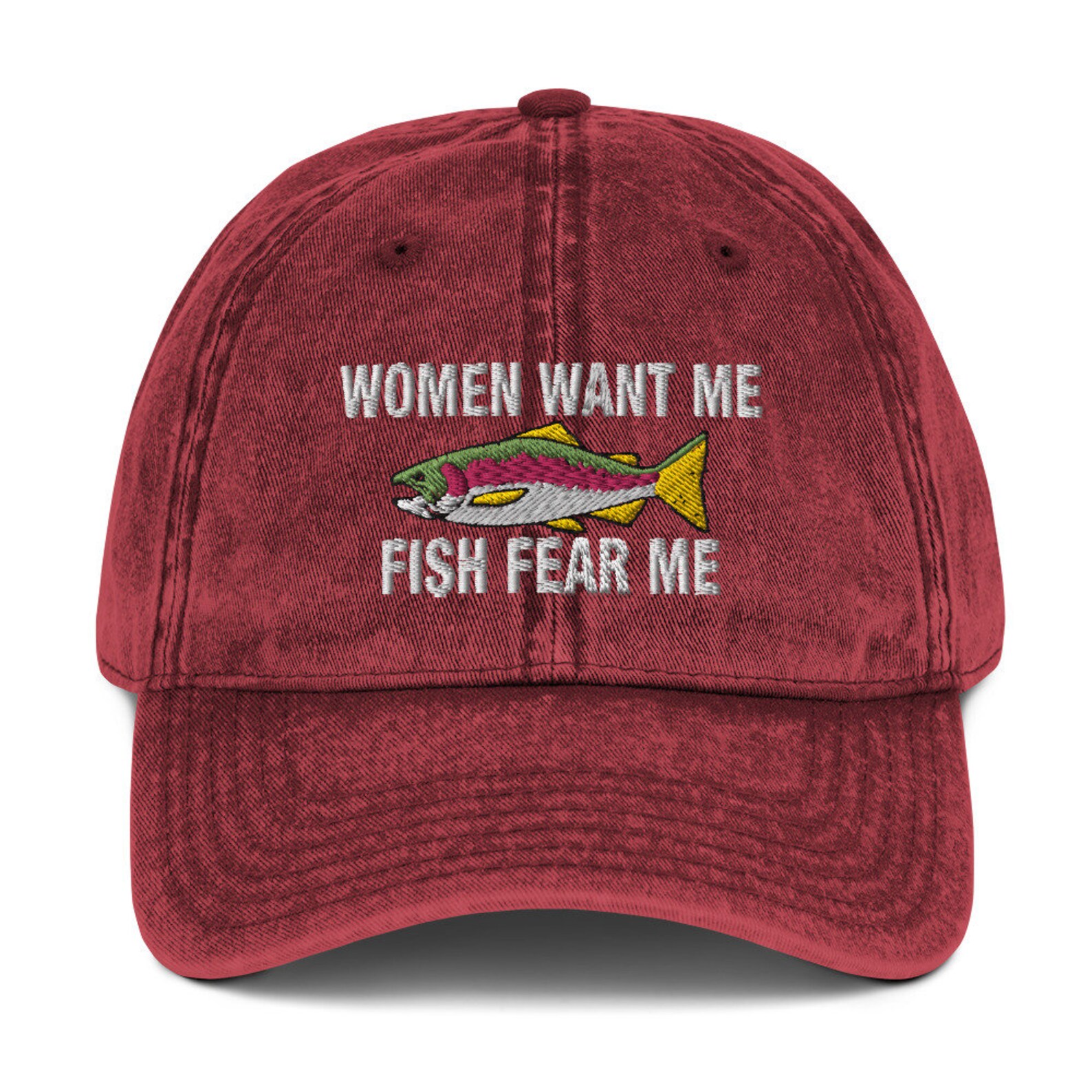 Women Want Me Fish Fear Me Embroidered Vintage Style - Etsy
