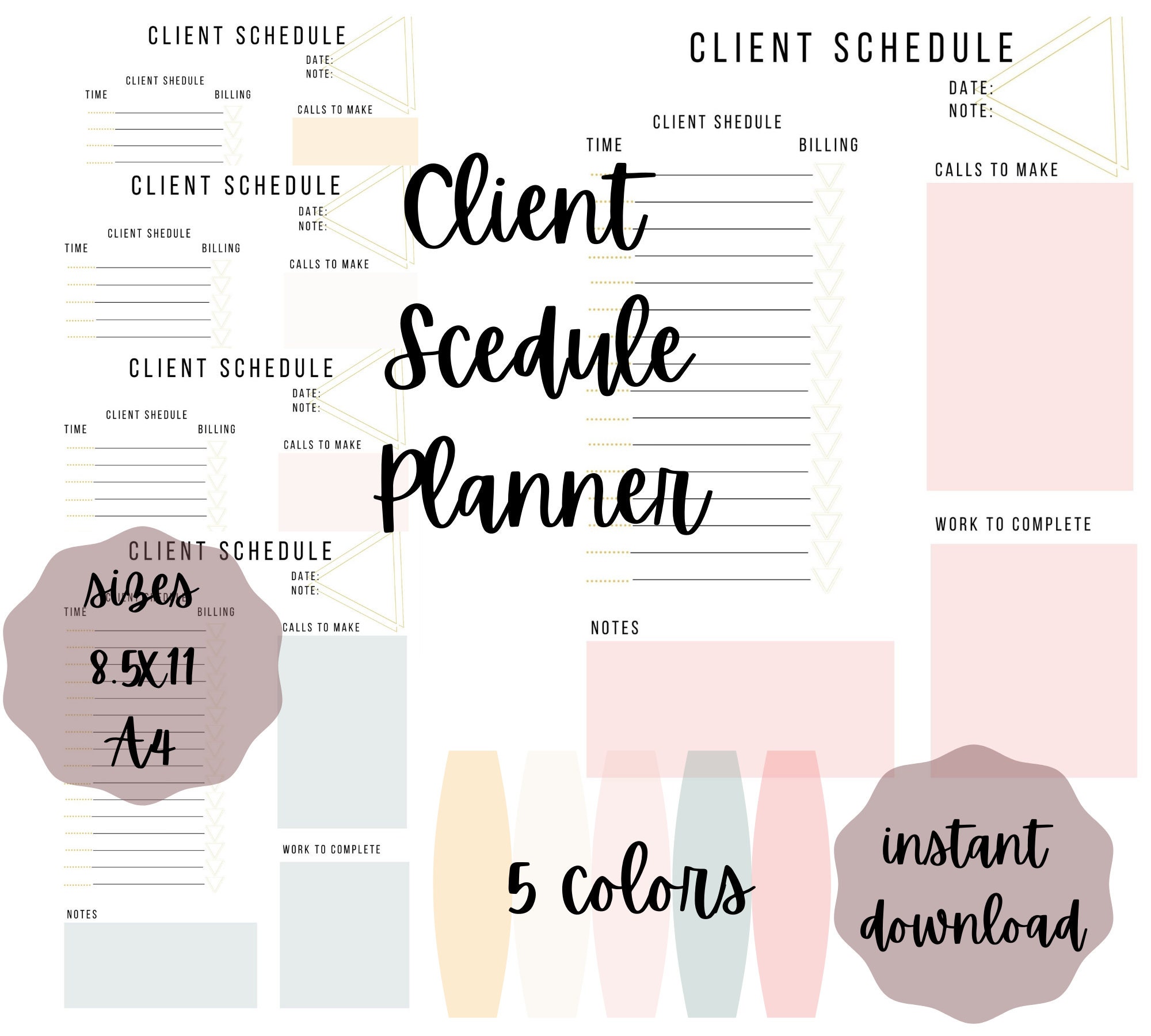 Client Schedule Daily Appointments Therapist Daily Planner - Etsy