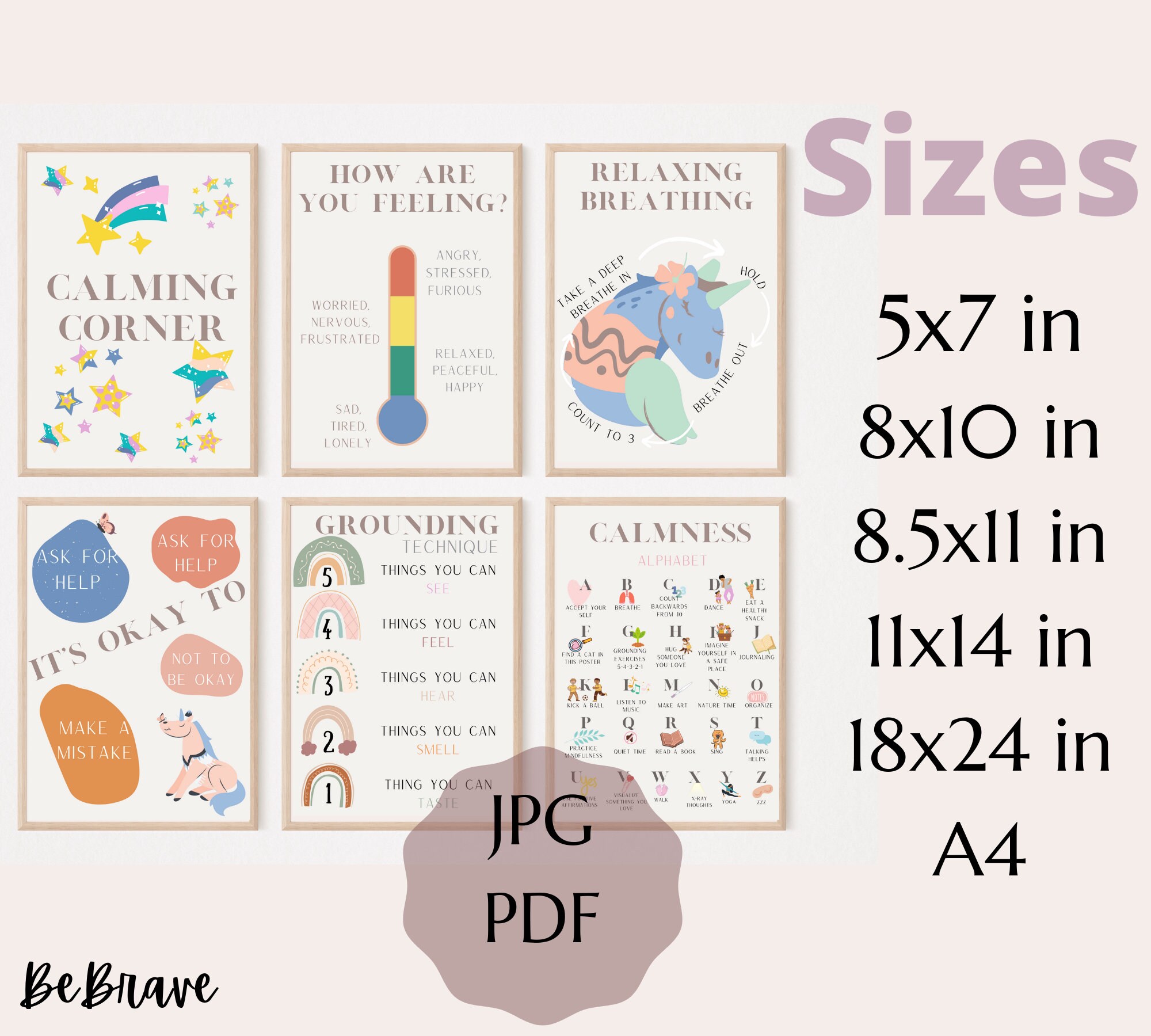 School Psychologist Printable Poster Bundle, Calming Corner Posters ...