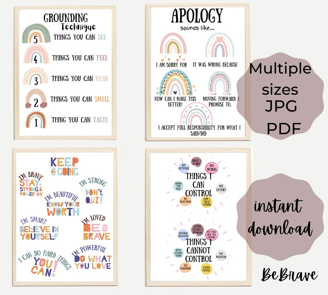 School Psychologist Prints, Bundle of 4, Therapist Office Decor ...