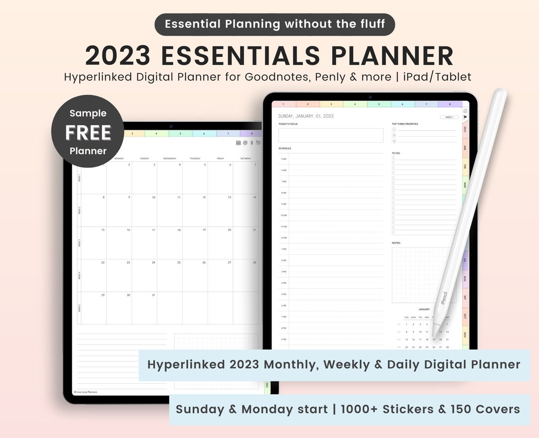 2023 Essentials Digital Planner, 2023 Portrait Planner, 2023 Diary ...
