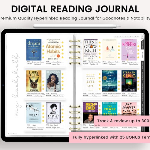 Digital Reading Journal Reading Log Reading Planner 100 | Etsy