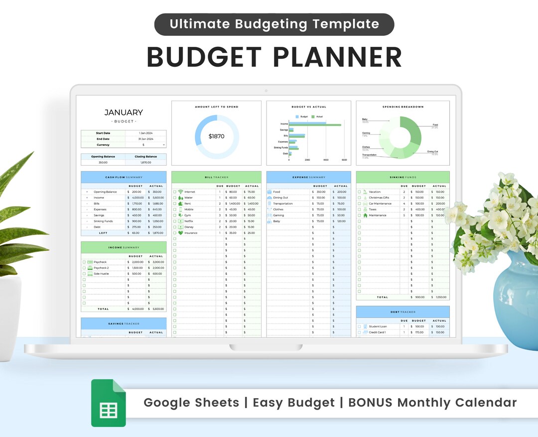 Budget Planner for Google Sheets - Weekly, Monthly, Paycheck, Budget ...
