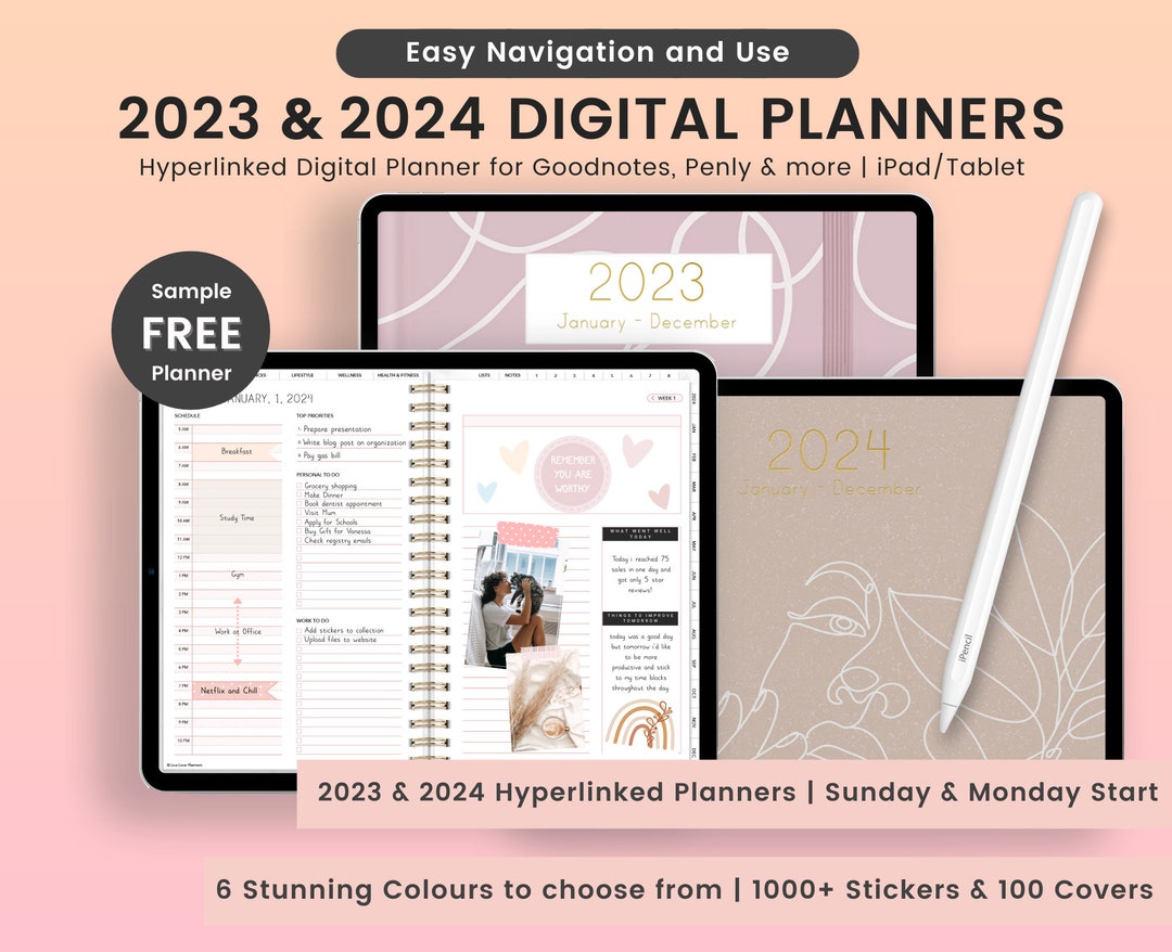 2023 and 2024 Digital Planner, 2023 2024 Planner, Dated Planner ...