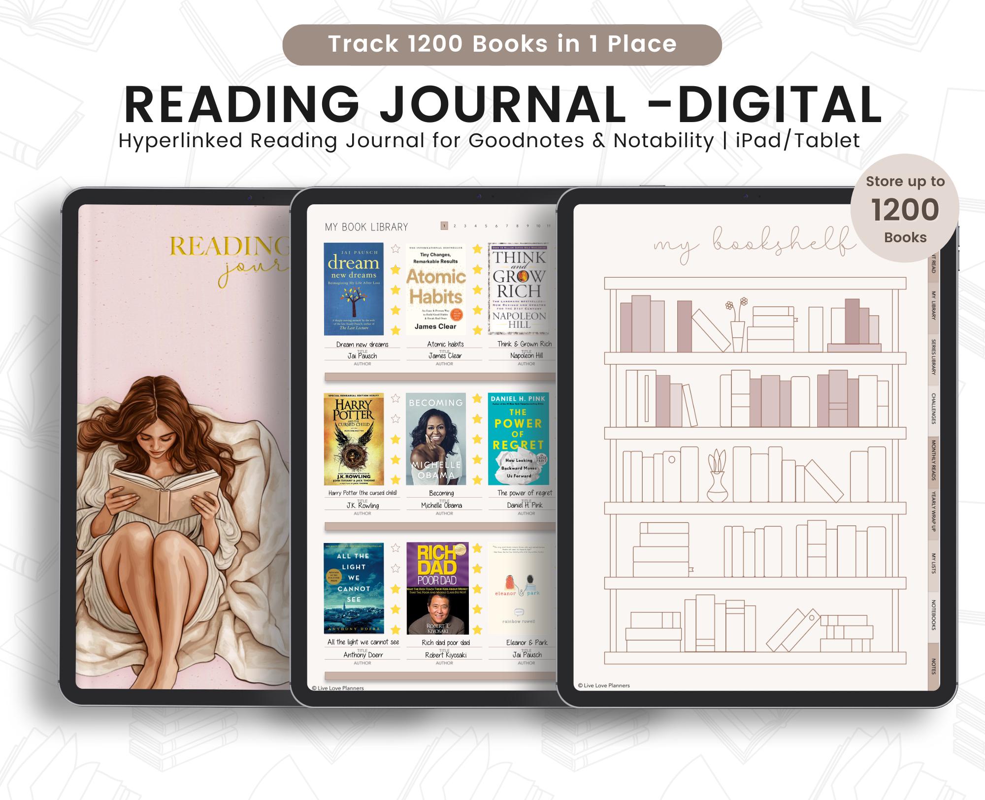 Digital Reading Journal: Book Tracker for Goodnotes, Notability (1200 ...