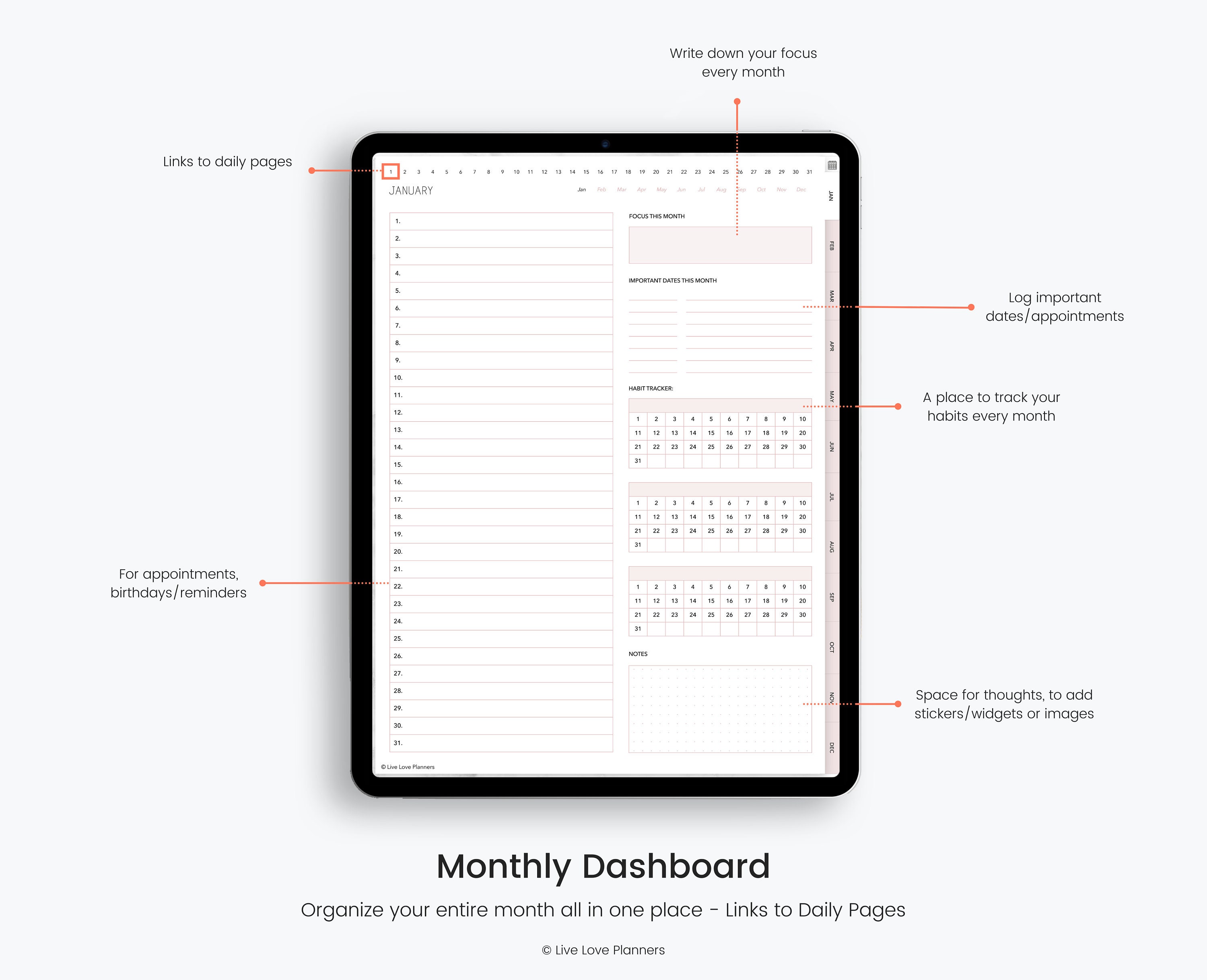 Digital Daily Planner Daily Planner Digital Journal 365 - Etsy