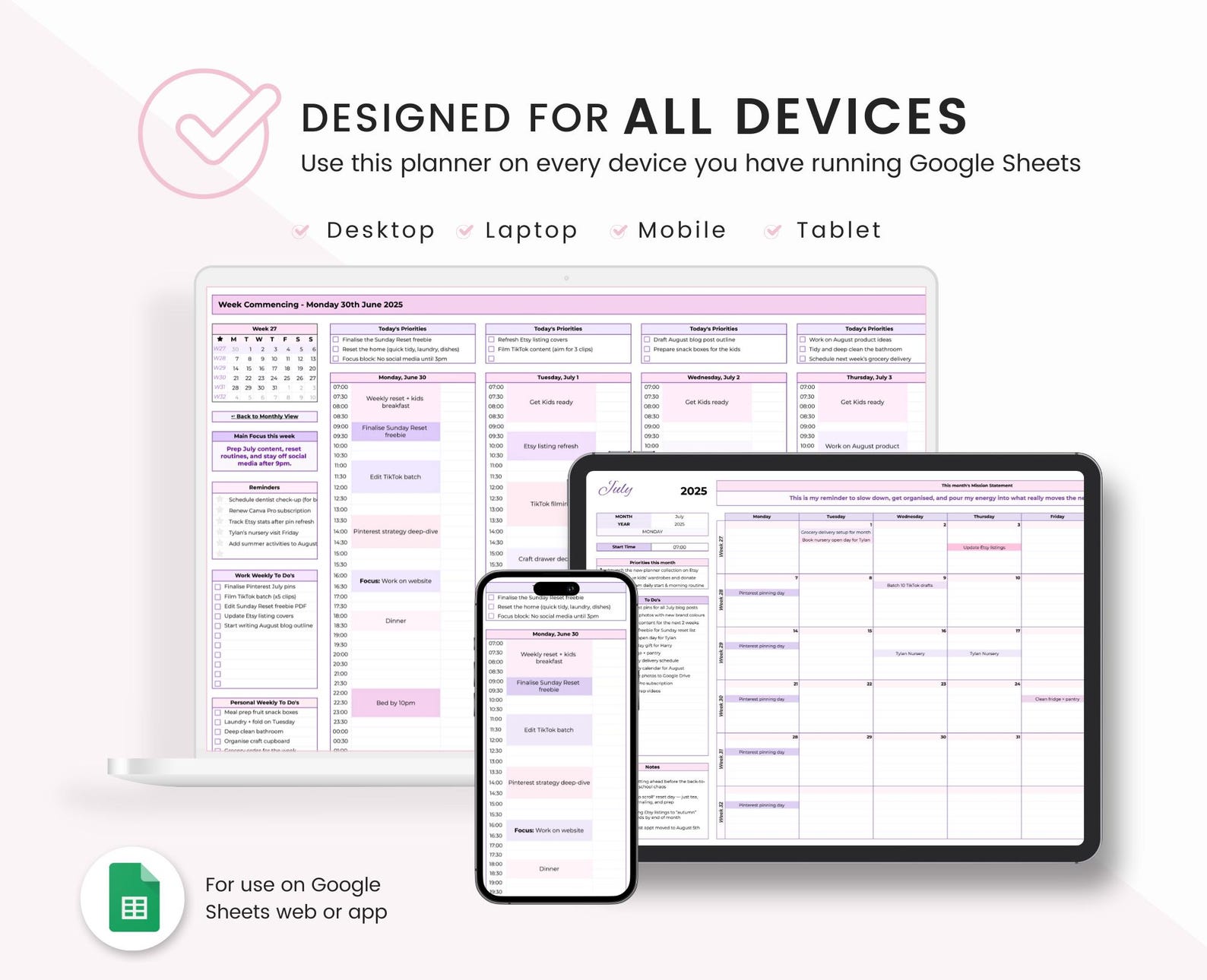 Google Sheets Monthly and Weekly Planner: Daily, Weekly, Monthly ...