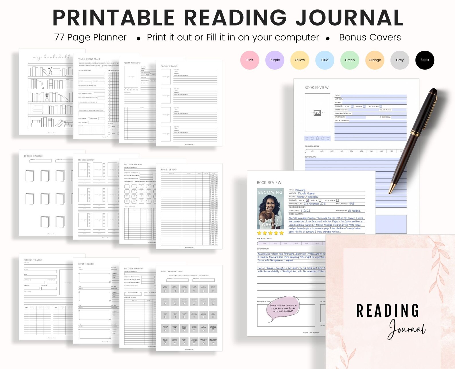 Printable Reading Journal Fillable Reading Journal Reading - Etsy UK