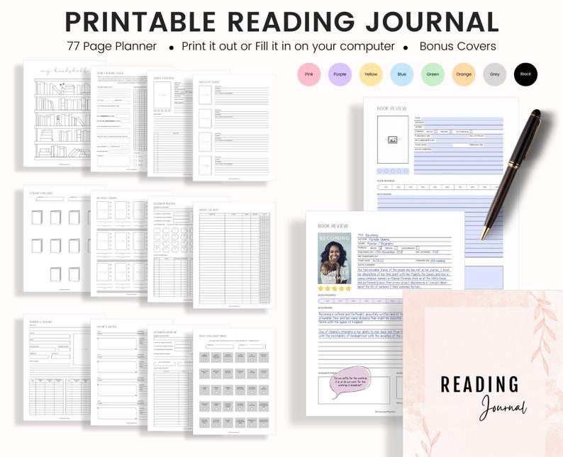 Printable Reading Journal Fillable Reading Journal Reading - Etsy UK