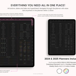 2024 2025 Dark Mode Digital Planners, 2024 2025 Digital Planner, Dark ...