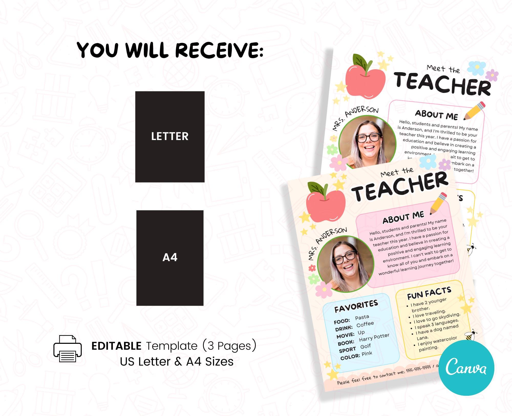 Editable Meet the Teacher Template: Classroom Bio Card (digital ...