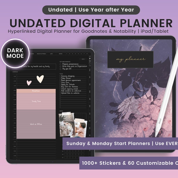 Undated Digital Planner - Etsy