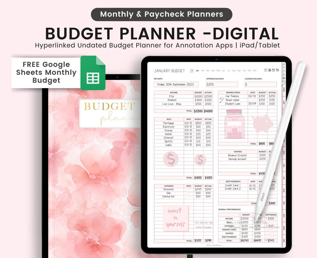 Digital Budget Planner, Finance Tracker, Finance Planner, Digital ...