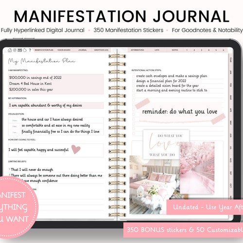 Manifestation Journal Law Of Attraction Planner Workbook Etsy