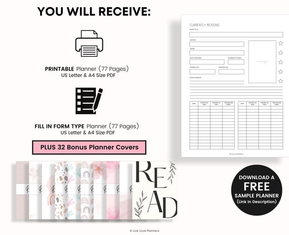 PR215 - Reading Tracker - Printable Insert – My Minimal Planner ...