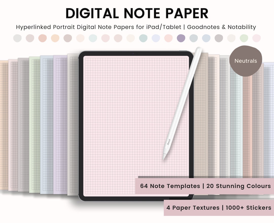 Digital Note Paper Digital Notes Note Paper Lined Grid - Etsy
