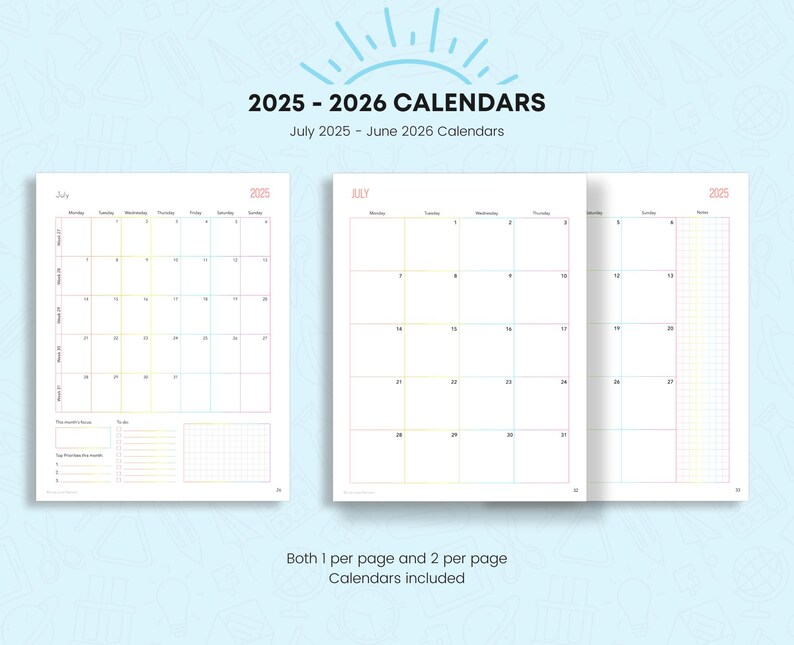 Printable Homeschool Planner 2025-2026: US Letter & A4 (digital ...