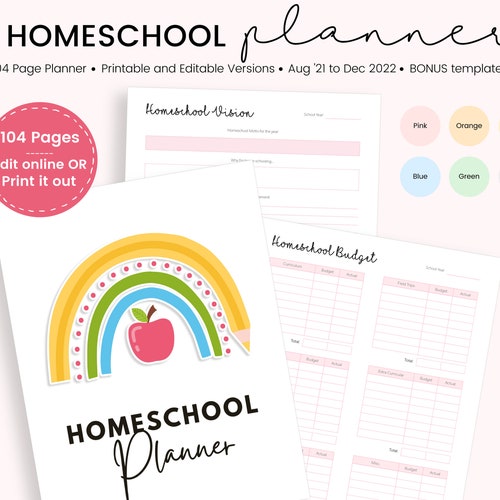 Homeschool Planner Bundle Editable and Printable Home School - Etsy