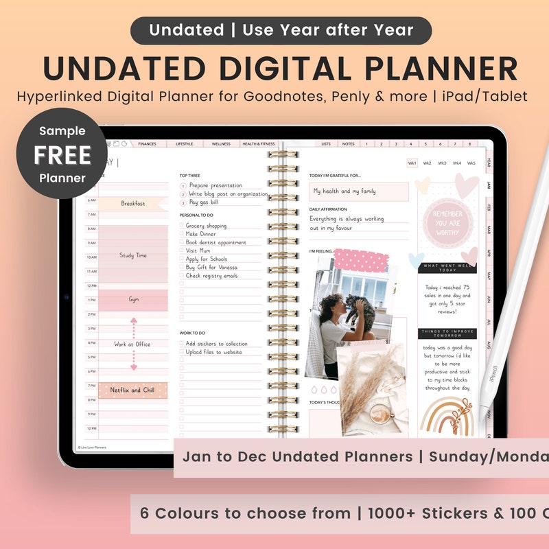 Undated Digital Planner - Etsy