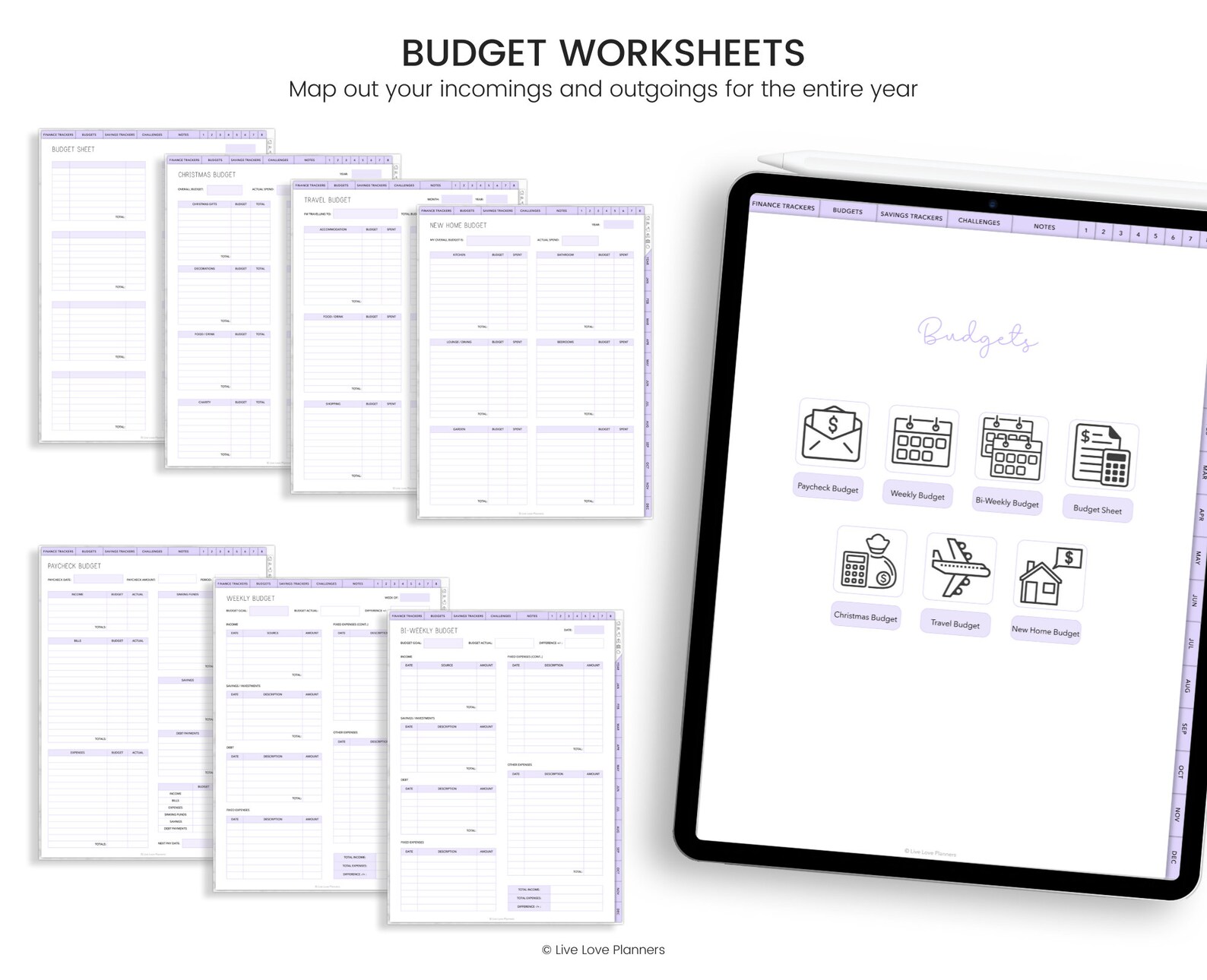 Budget Planner, Finance Tracker, Pastel Paycheck Planner, Money ...