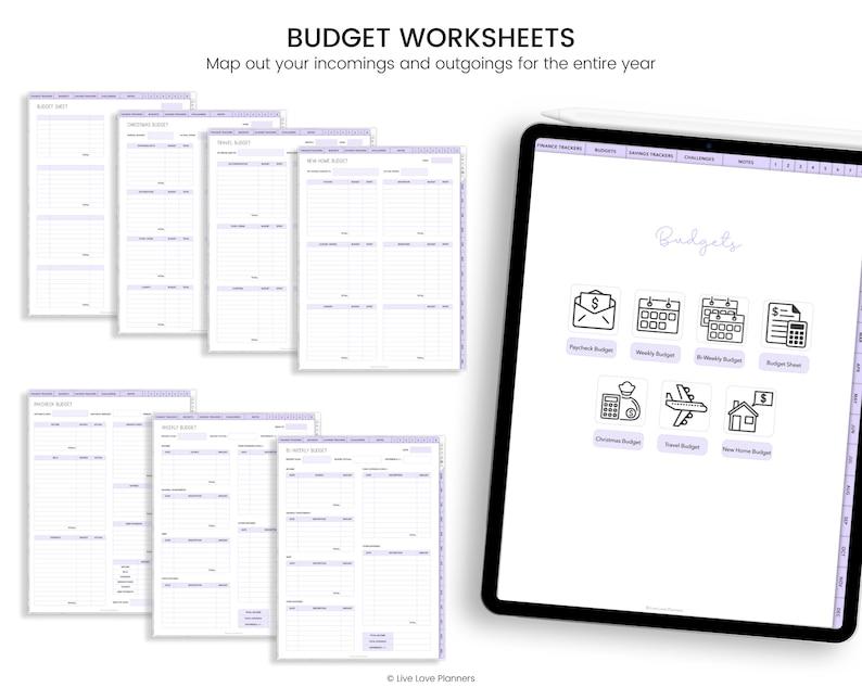 Budget Planner, Finance Tracker, Pastel Paycheck Planner, Money ...