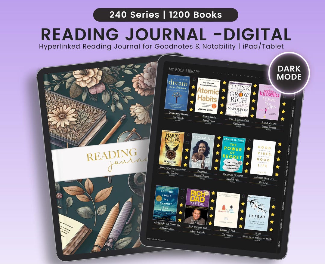 Reading Journal, Portrait Reading Log, Digital Reading Journal, Book ...