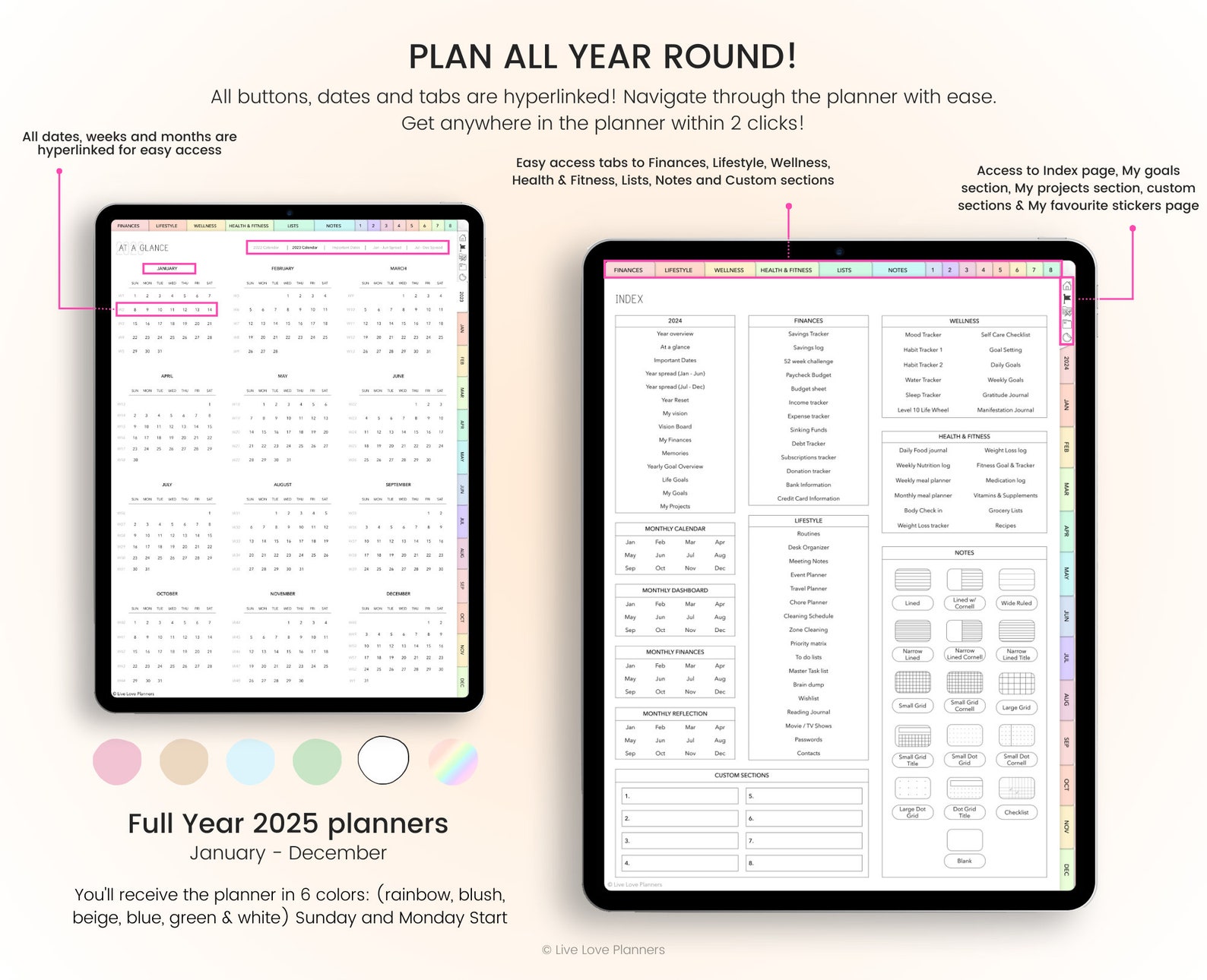 2025 Digital Life Planner: Hyperlinked Portrait Planner (goodnotes/ipad ...