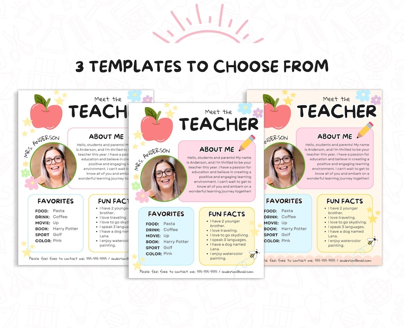Editable Meet the Teacher Template: Classroom Bio Card (digital ...