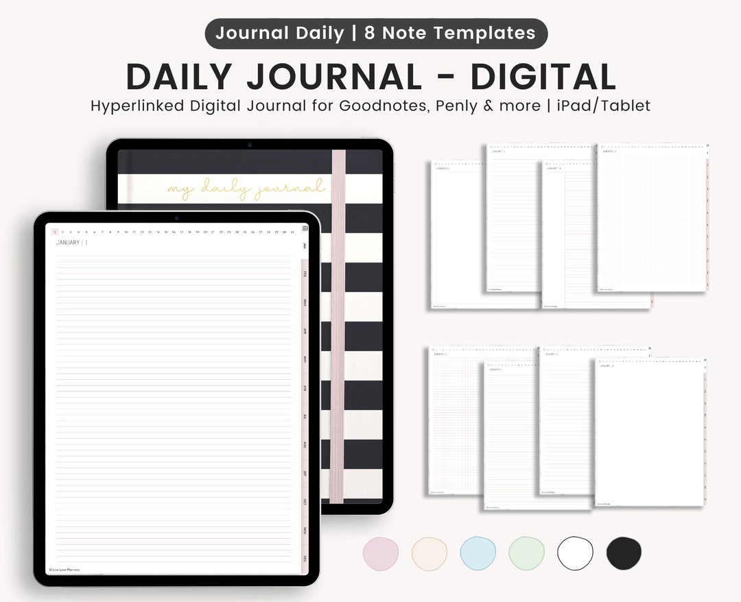 Digital Daily Journal, Daily Planner, Digital Journal, 365 Pages ...