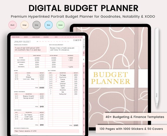 Digital Budget Planner Finance Tracker Finance Planner - Etsy