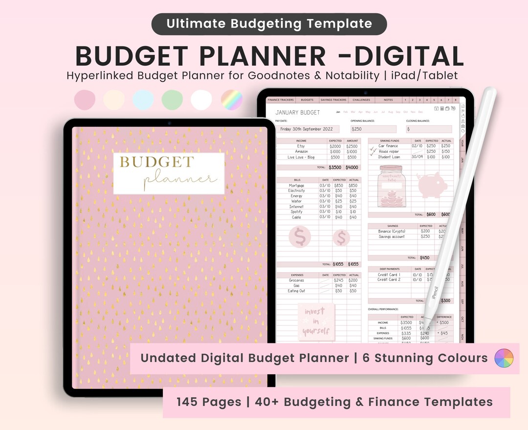 Digital Budget Planner Finance Tracker Finance Planner - Etsy