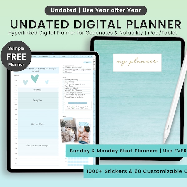 Undated Digital Planner - Etsy