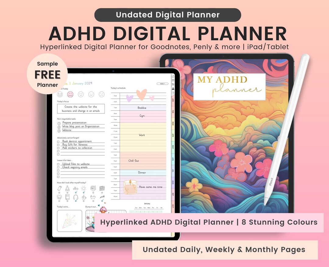 ADHD Digital Planner for Adults: Daily, Weekly, Monthly (goodnotes ...