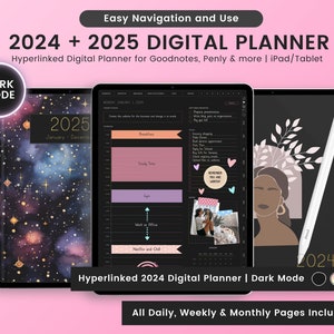 2024 2025 Dark Mode Digital Planners, 2024 2025 Digital Planner, Dark ...